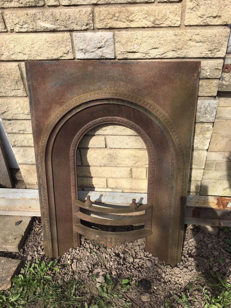 26″ O-LINK PATTERN CAST IRON ARCHED FIREPLACE FASCIA INSERT WITH ...