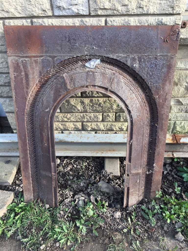 30″ ROPE TWIST PATTERN CAST IRON ARCHED FIREPLACE FASCIA INSERT WITH 3 ...
